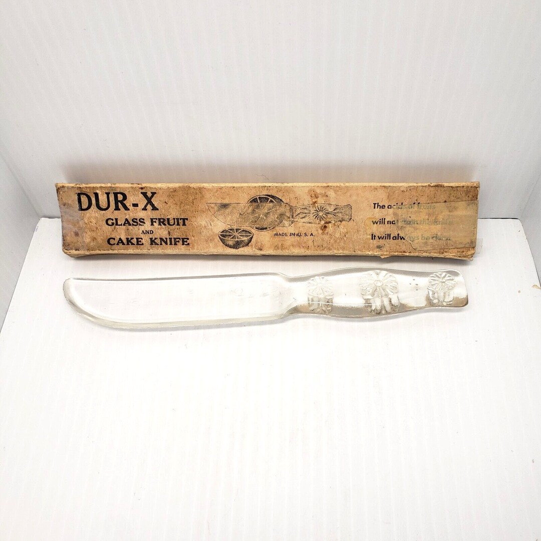 Vintage Dur-x Depression Glass Fruit and Cake Knife in Original Box GUC ...