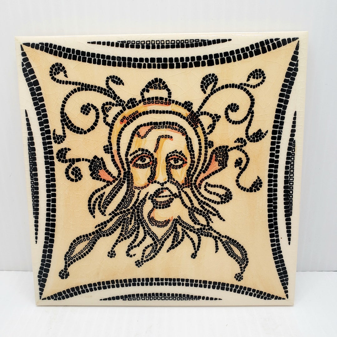 Vintage Neptune Ceramic Tile 6in Square W/ Cork Backing Handmade ...