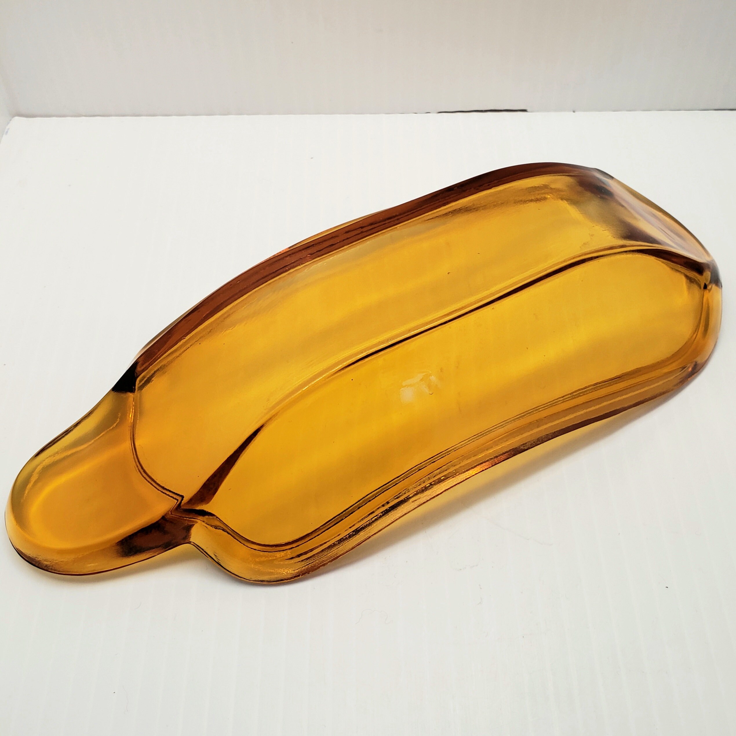 Vintage Amber Glass Banana Split Dish - Etsy