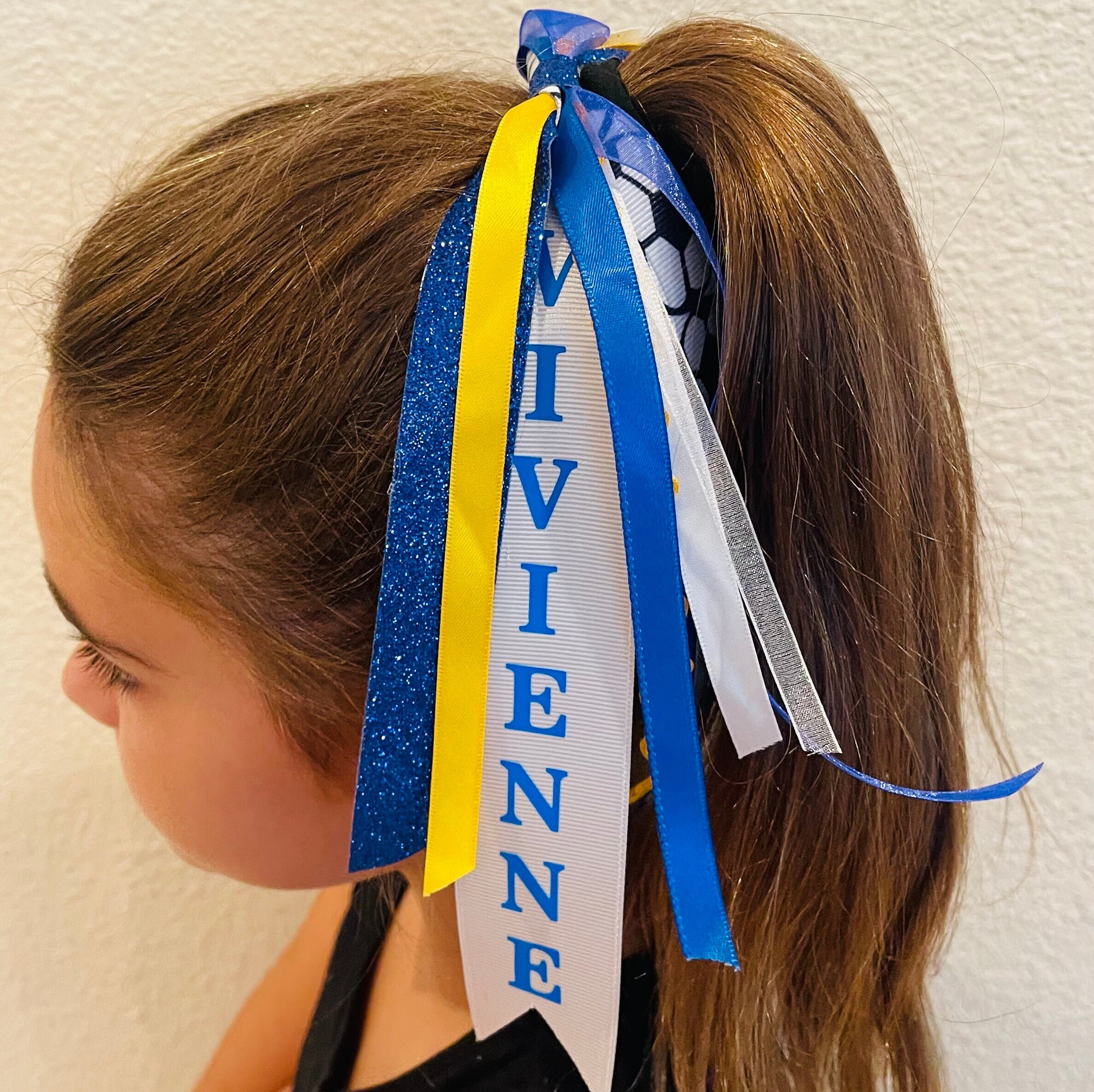 Custom Team Soccer Hair Ribbons With Glitter Name, Number or Sports ...