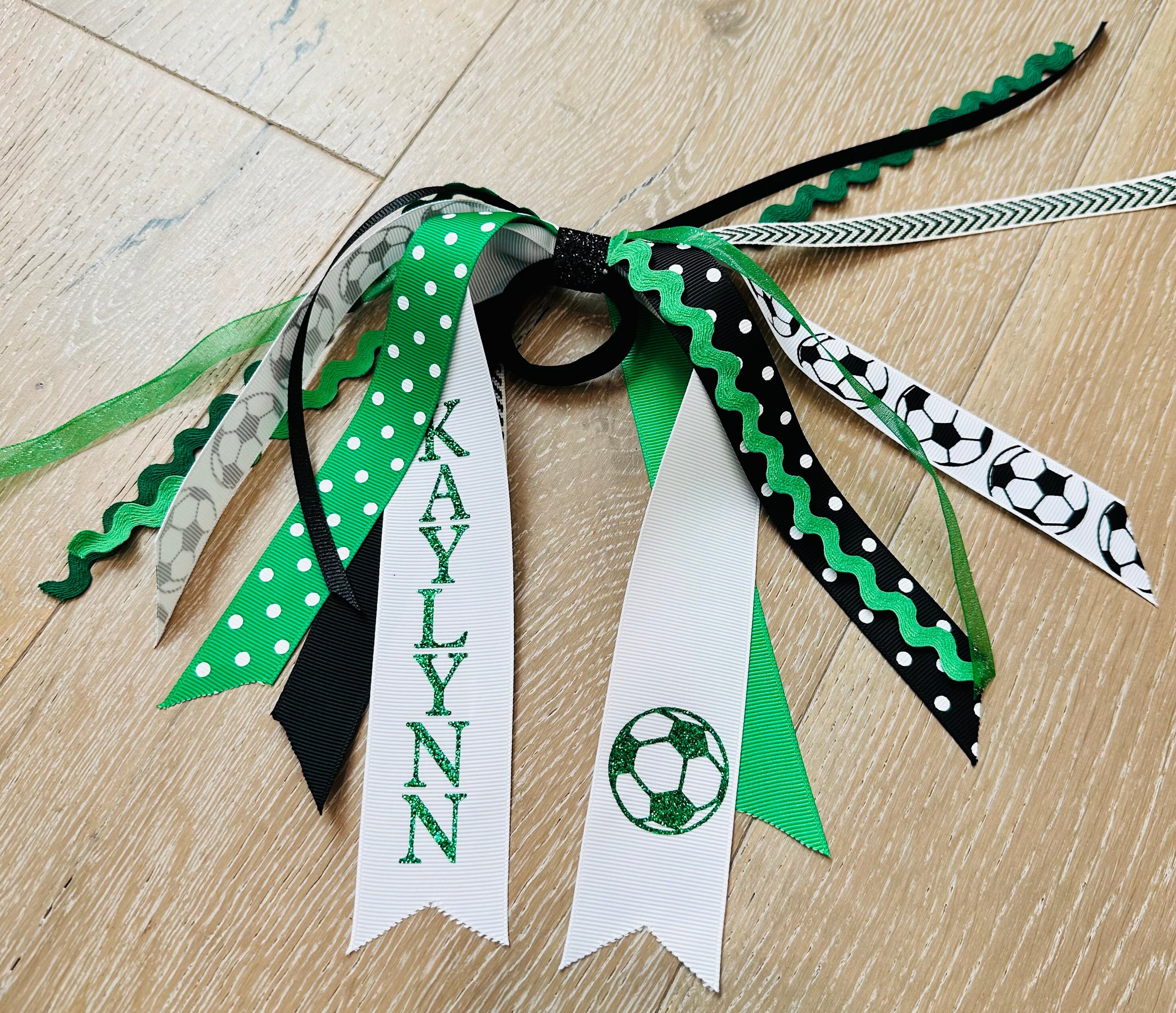 Custom Team Soccer Hair Ribbons With Glitter Name, Number or Sports ...