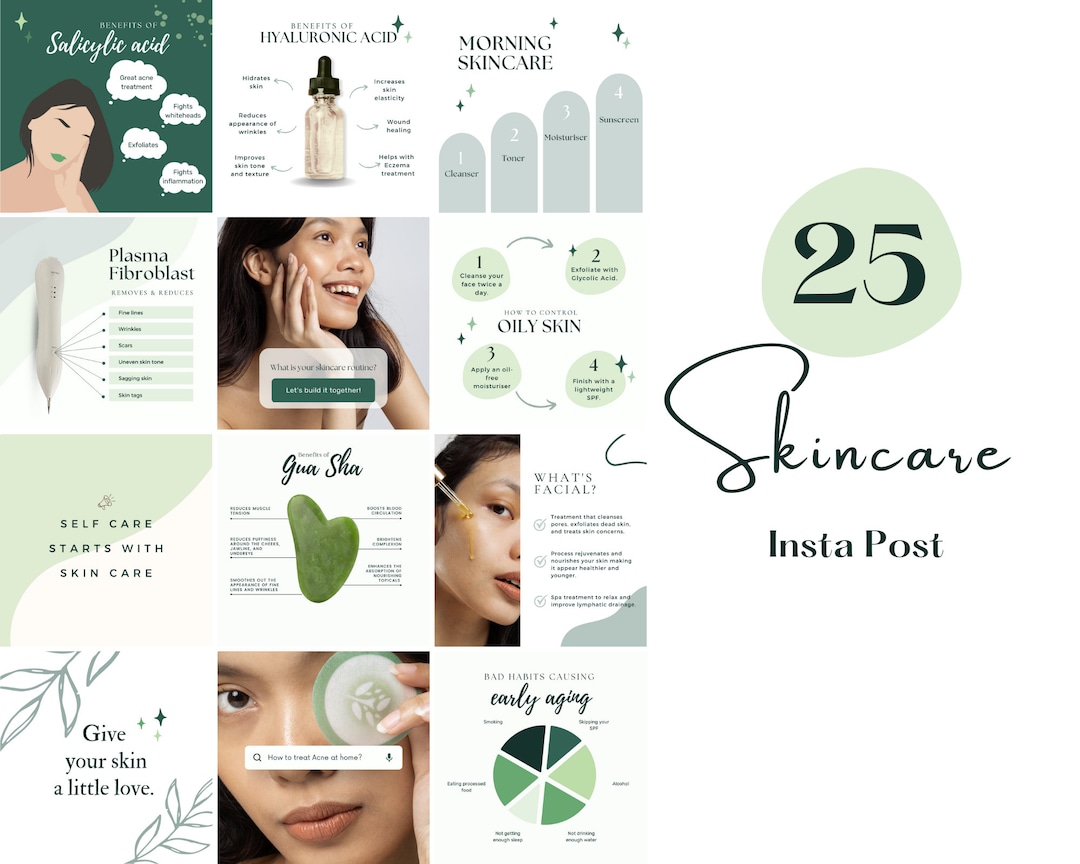 25 Skincare Instagram Posts Skincare Infographic Esthetician - Etsy