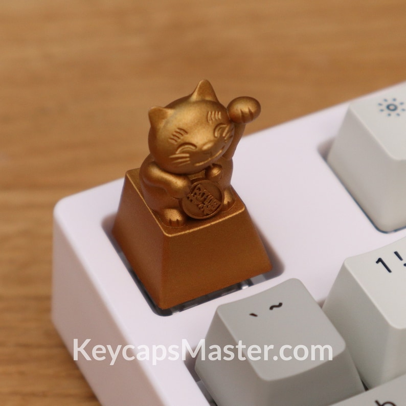 Lucky Cat Gold Artisan Keycap, Custom Keycap, Resin Keycap, Cherry MX ...