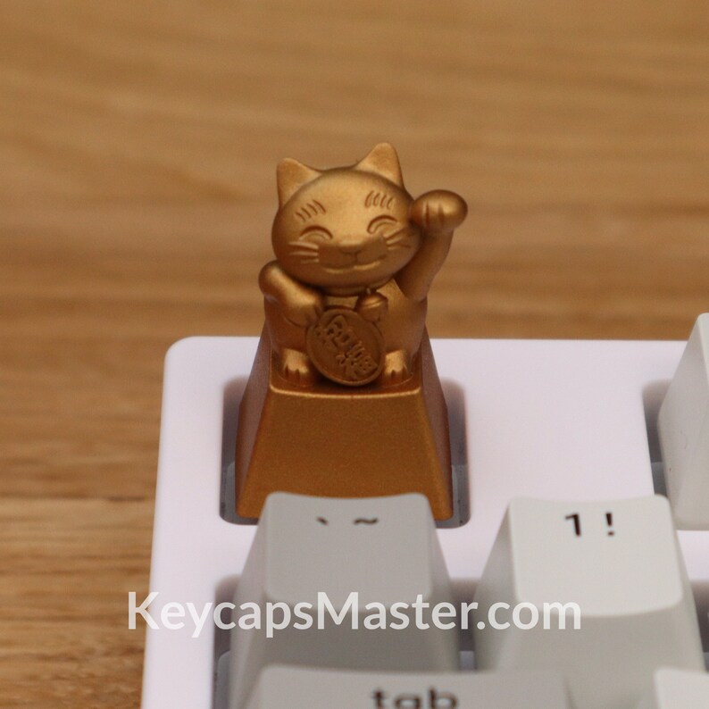 Lucky Cat Gold Artisan Keycap, Custom Keycap, Resin Keycap, Cherry MX ...