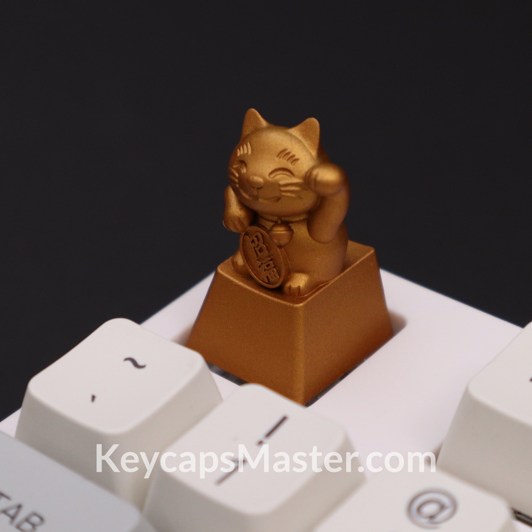 Lucky Cat Gold Artisan Keycap, Custom Keycap, Resin Keycap, Cherry MX ...