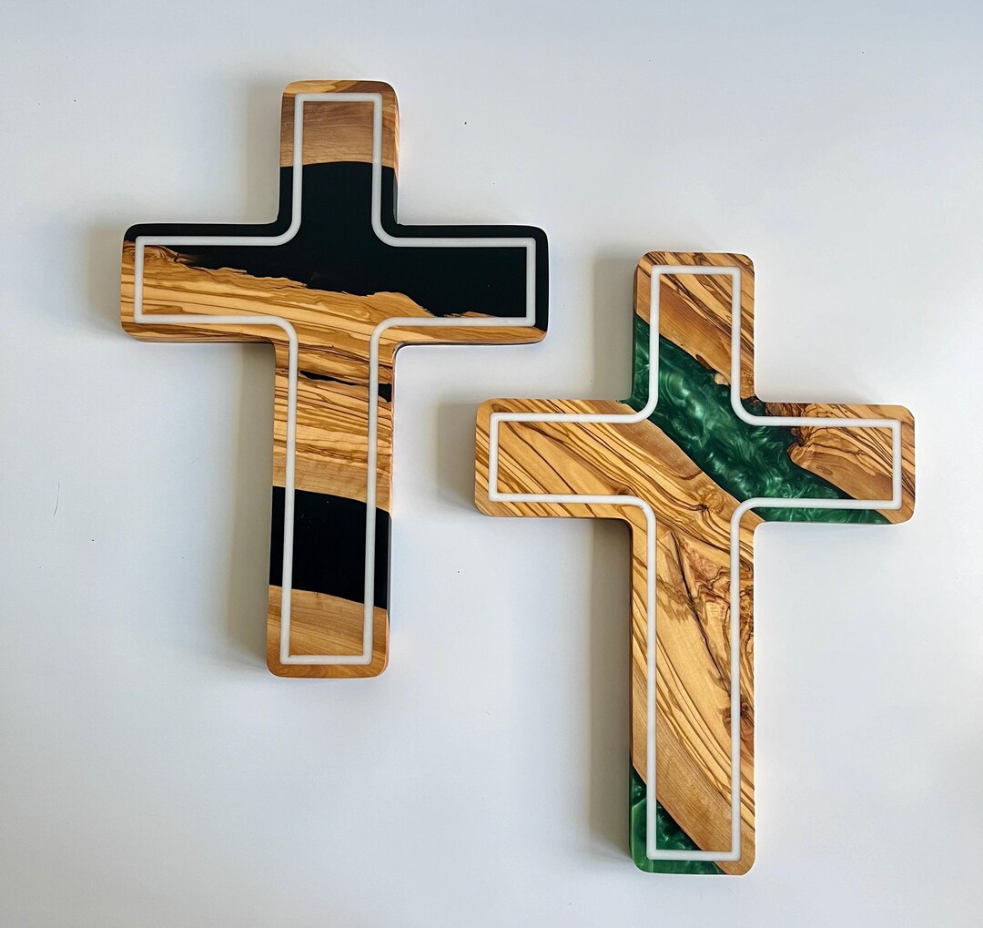 Epoxy and Olive Wood Wall Cross, Custom Made Resin Crucifix, Large ...