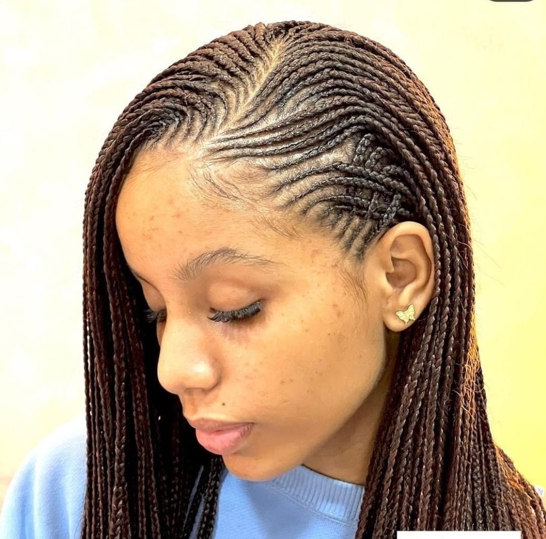 Side Cornrows Braided Wig. Made With a 6by6 Skin Melting Closure. 28 ...