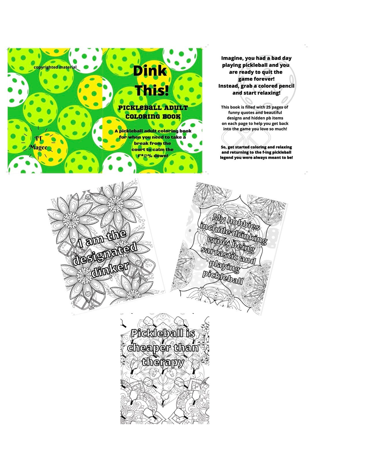 Dink This! A Pickleball Adult Coloring Book - Etsy