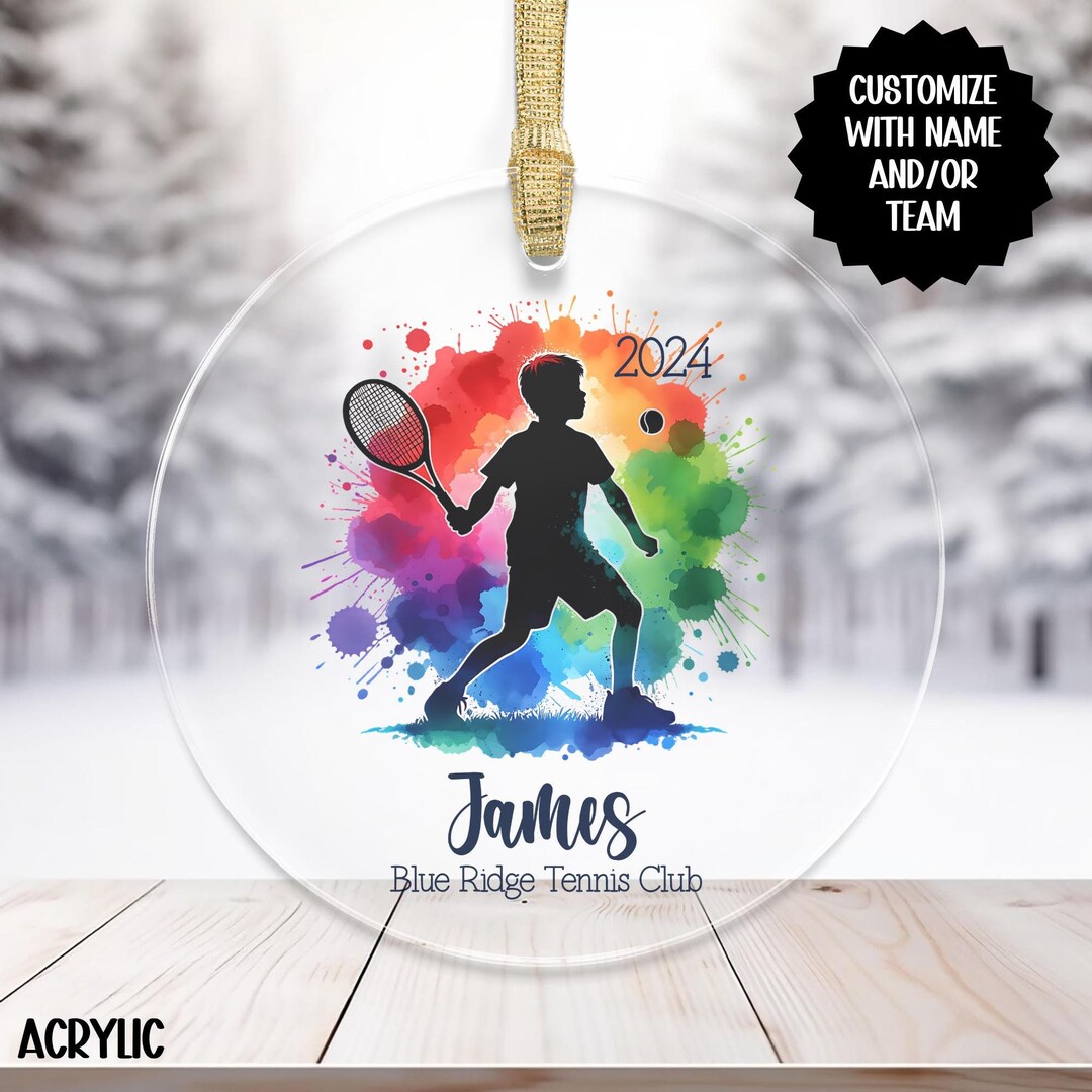 Personalized Boys Tennis Ornament, Custom Tennis Team Ornament, Young ...