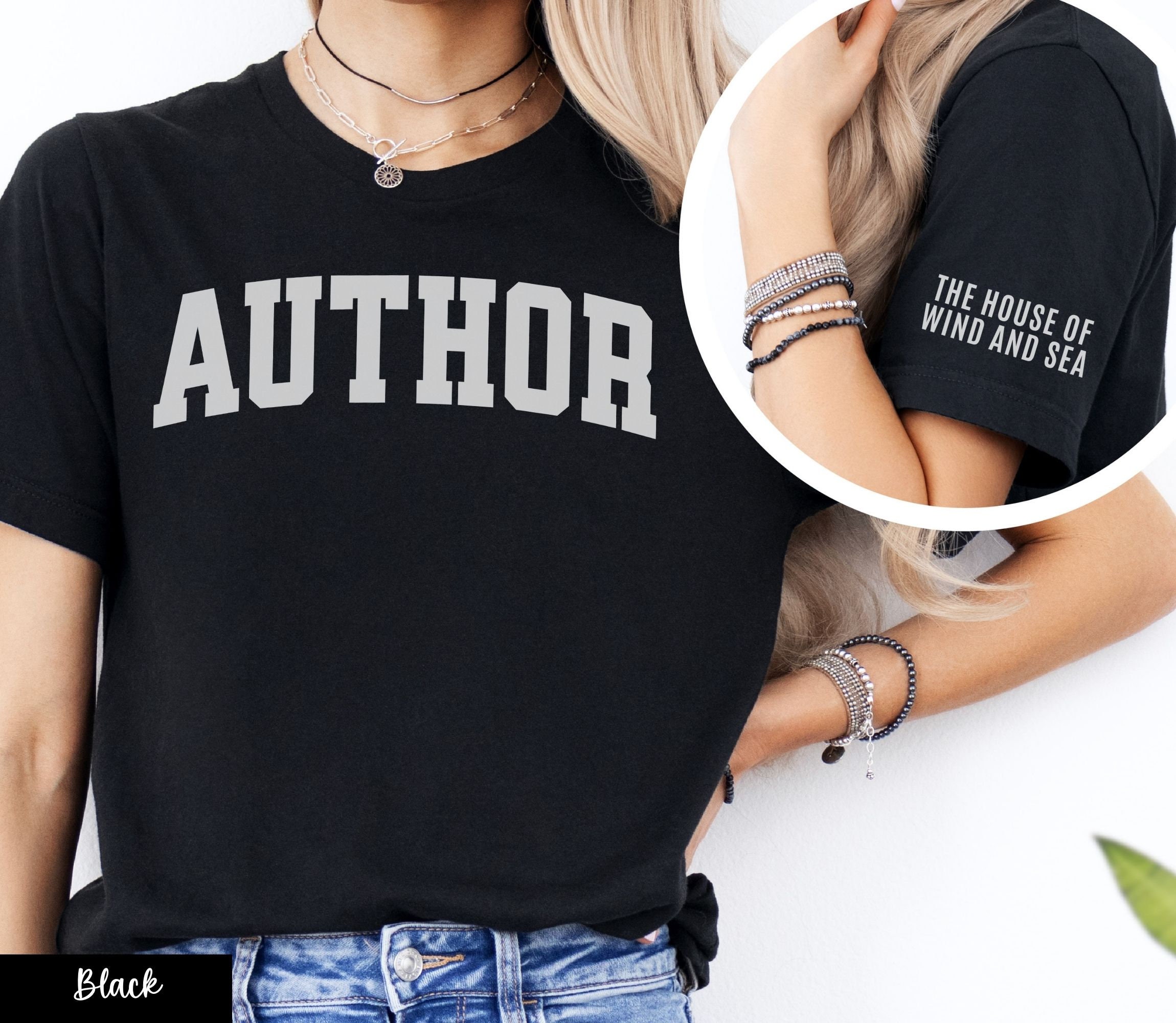 Custom Author T-shirt With Book Name on Sleeve, Personalized Writer ...
