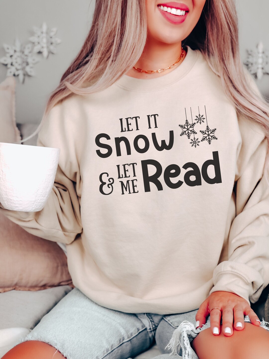 Christmas Let It Snow Book Sweatshirt, Christmas Book Sweater, Gift ...