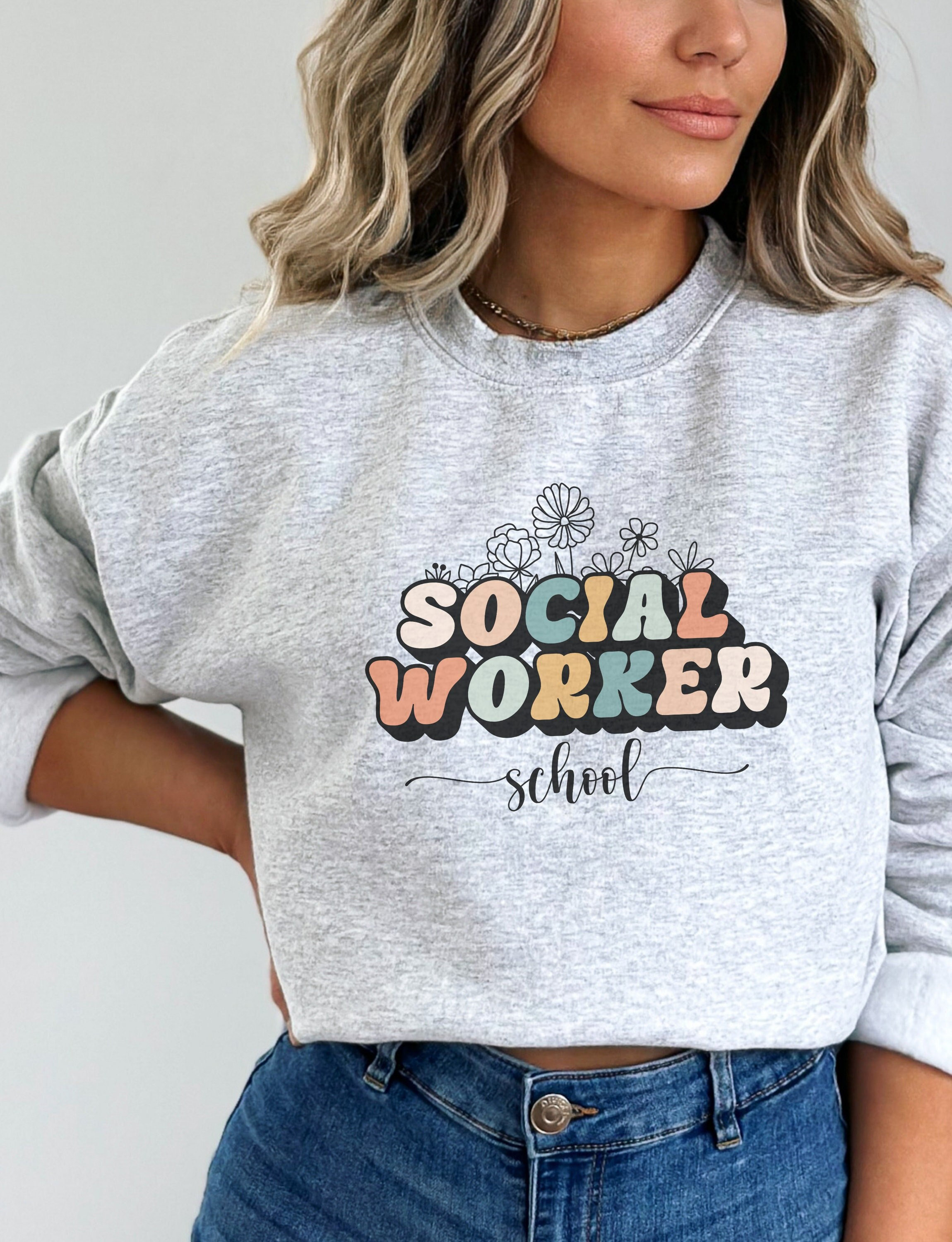 School Social Work Shirt School Social Worker Crewneck Gift for Social ...