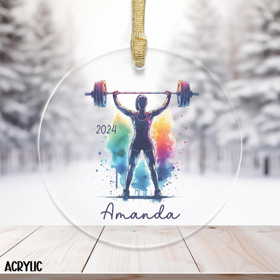 Personalized Female Weight Lifter Ornament, Custom Weightlifting ...