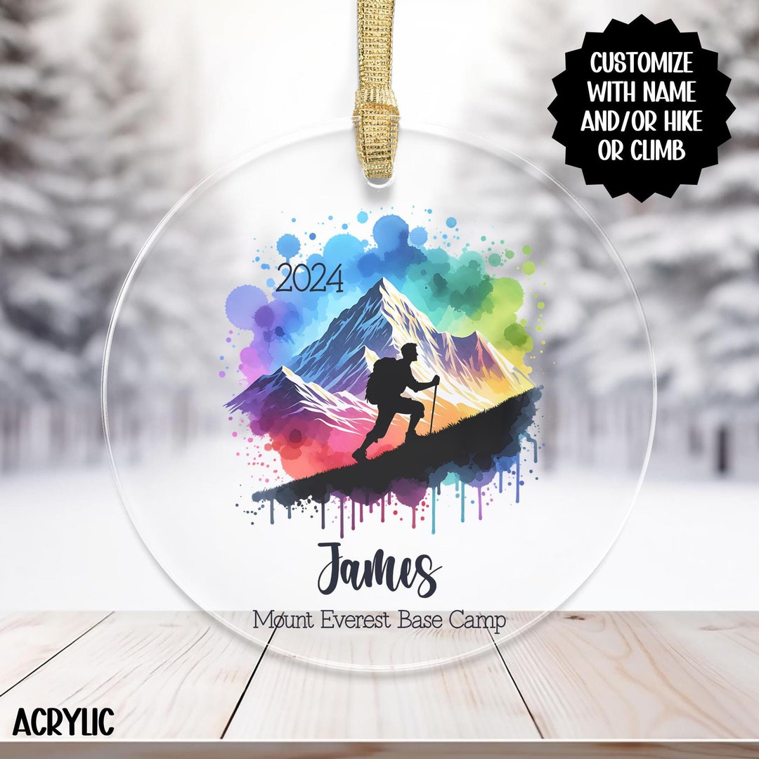 Personalized Male Mountain Climber Ornament, Custom Hiking Ornament ...