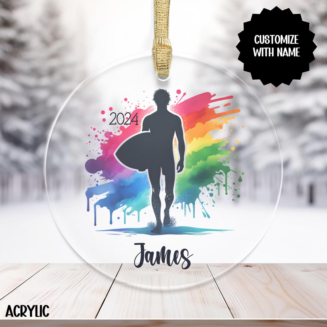 Personalized Surfer Ornament, Custom Surfing Ornament, Custom Gift for ...