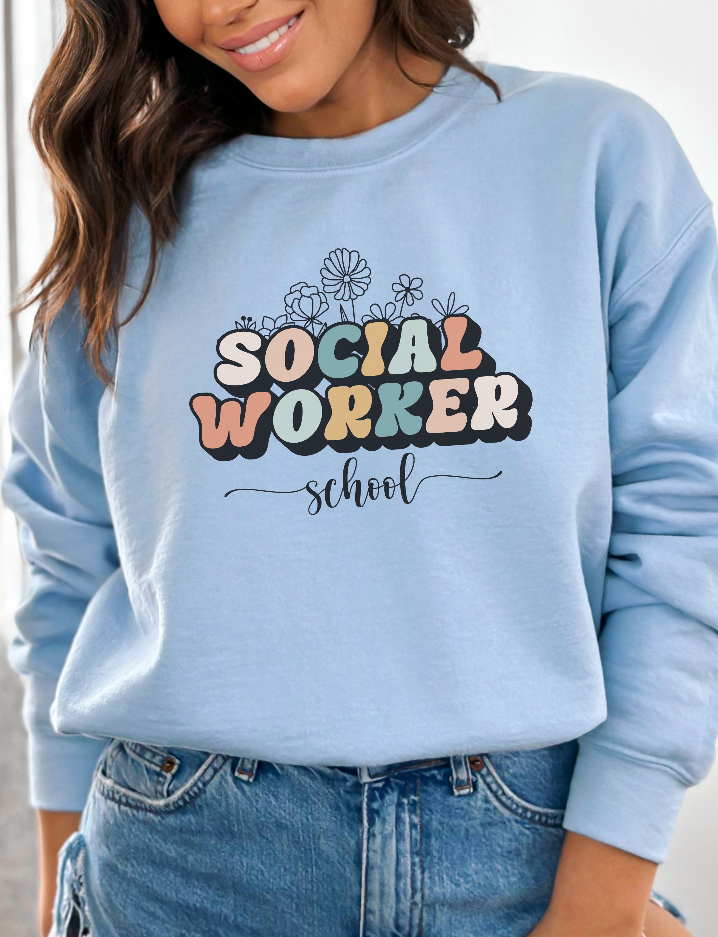 School Social Work Shirt School Social Worker Crewneck Gift for Social ...