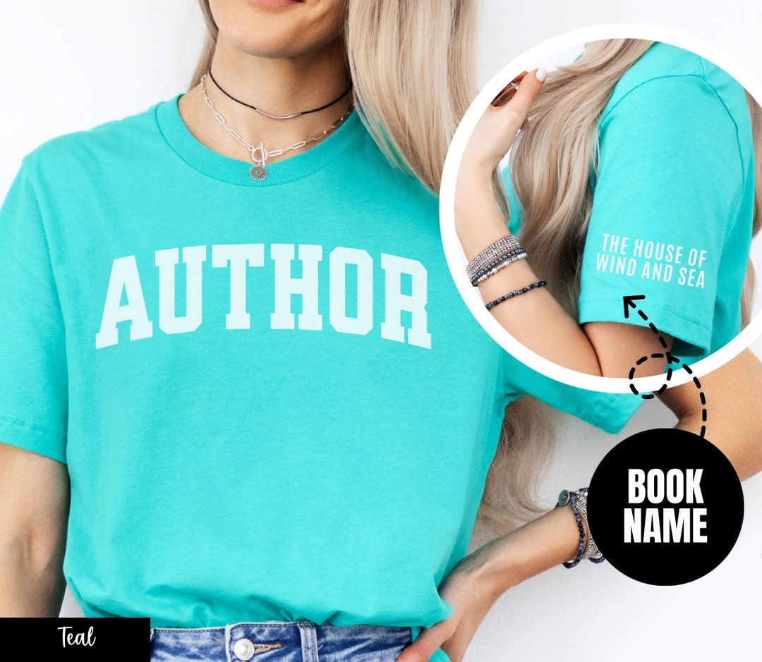 Custom Author T-shirt With Book Name on Sleeve, Personalized Writer ...