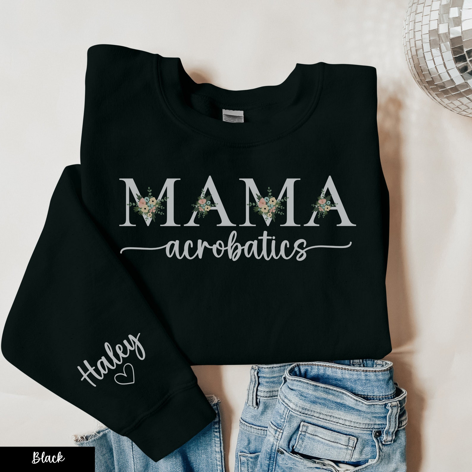 Custom Acro Mom Sweatshirt With Name on Sleeve, Acrobatics Mama ...