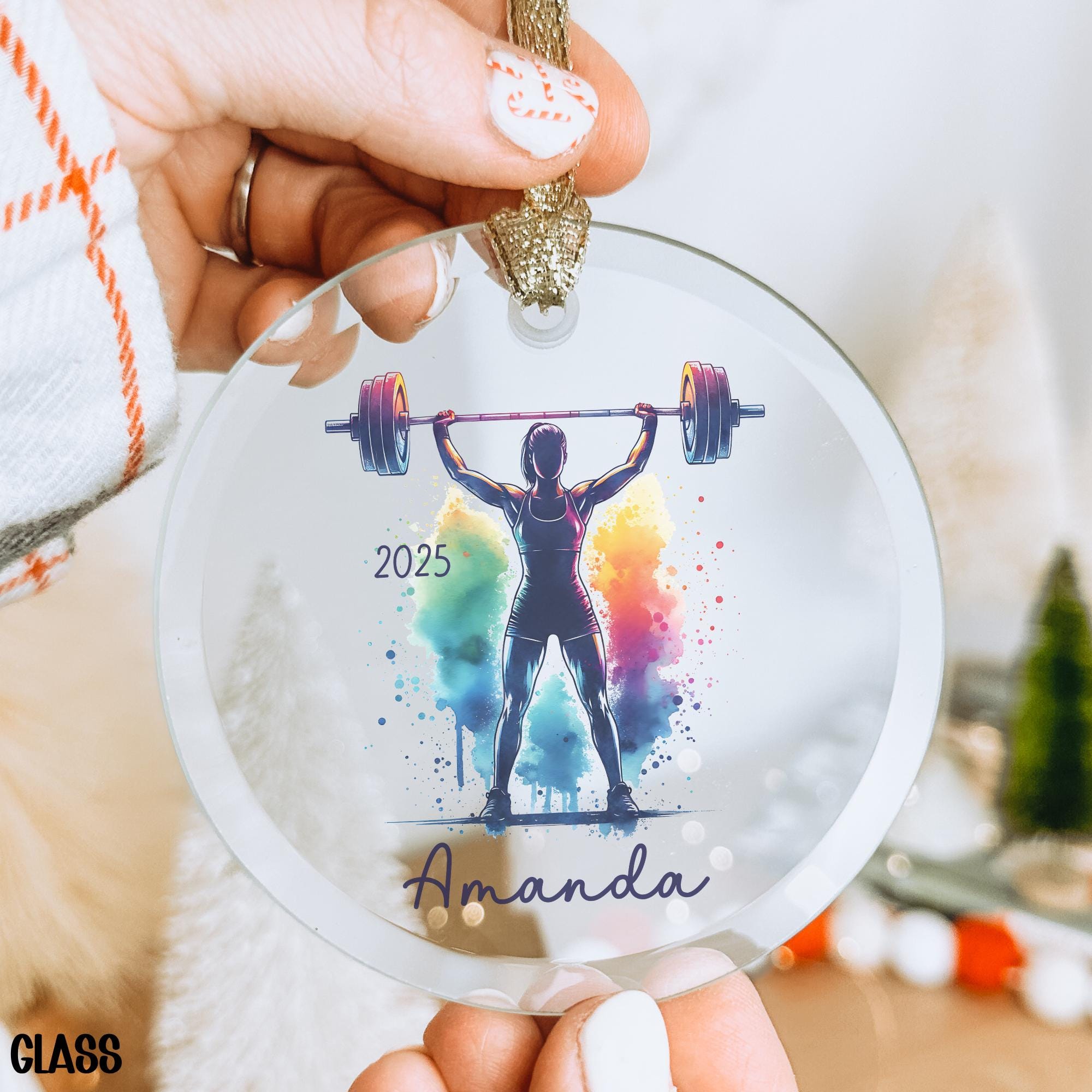 Personalized Female Weight Lifter Ornament, Custom Weightlifting ...