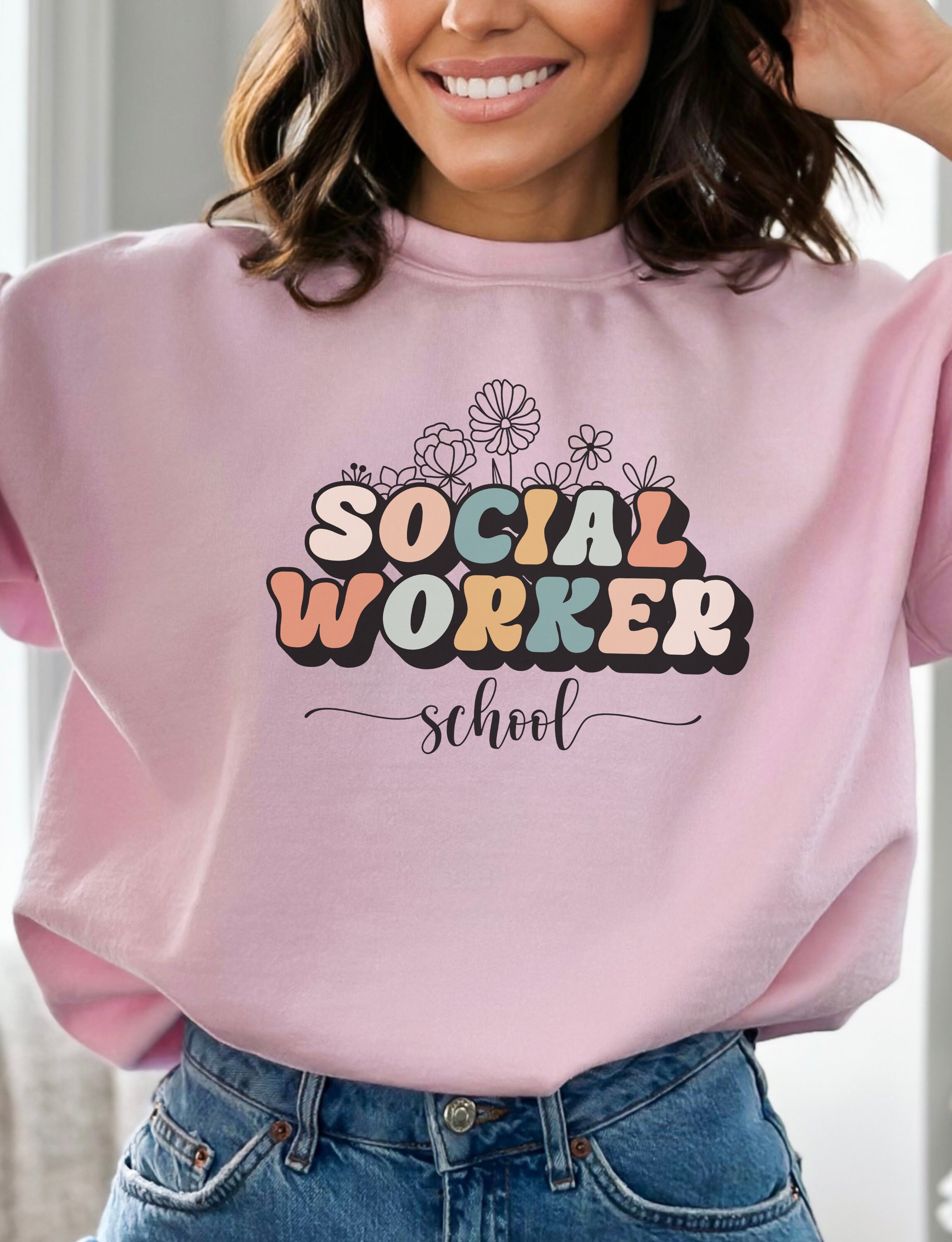 School Social Work Shirt School Social Worker Crewneck Gift for Social ...
