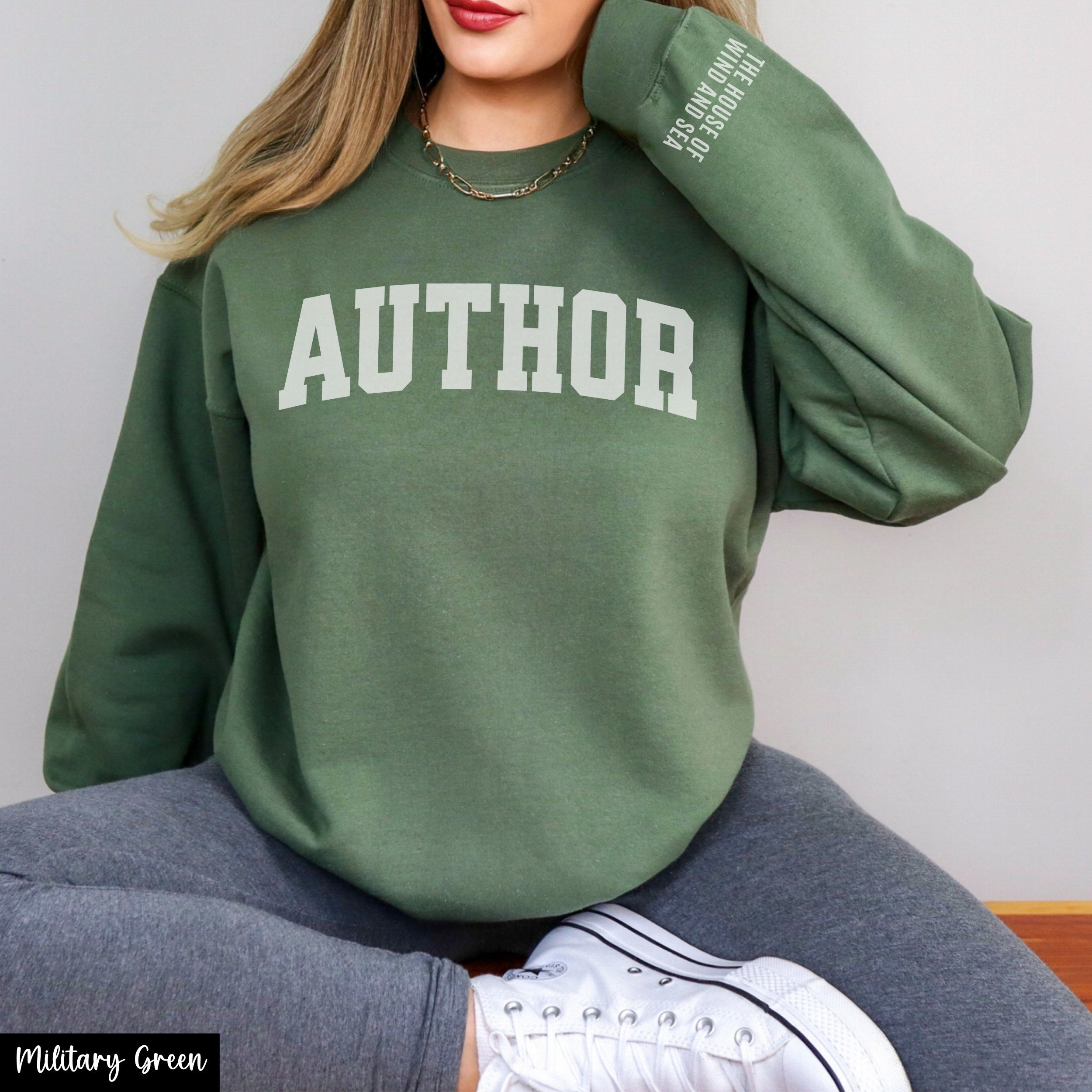 Custom Author Sweatshirt With Book Name on Sleeve, Personalized Writer ...