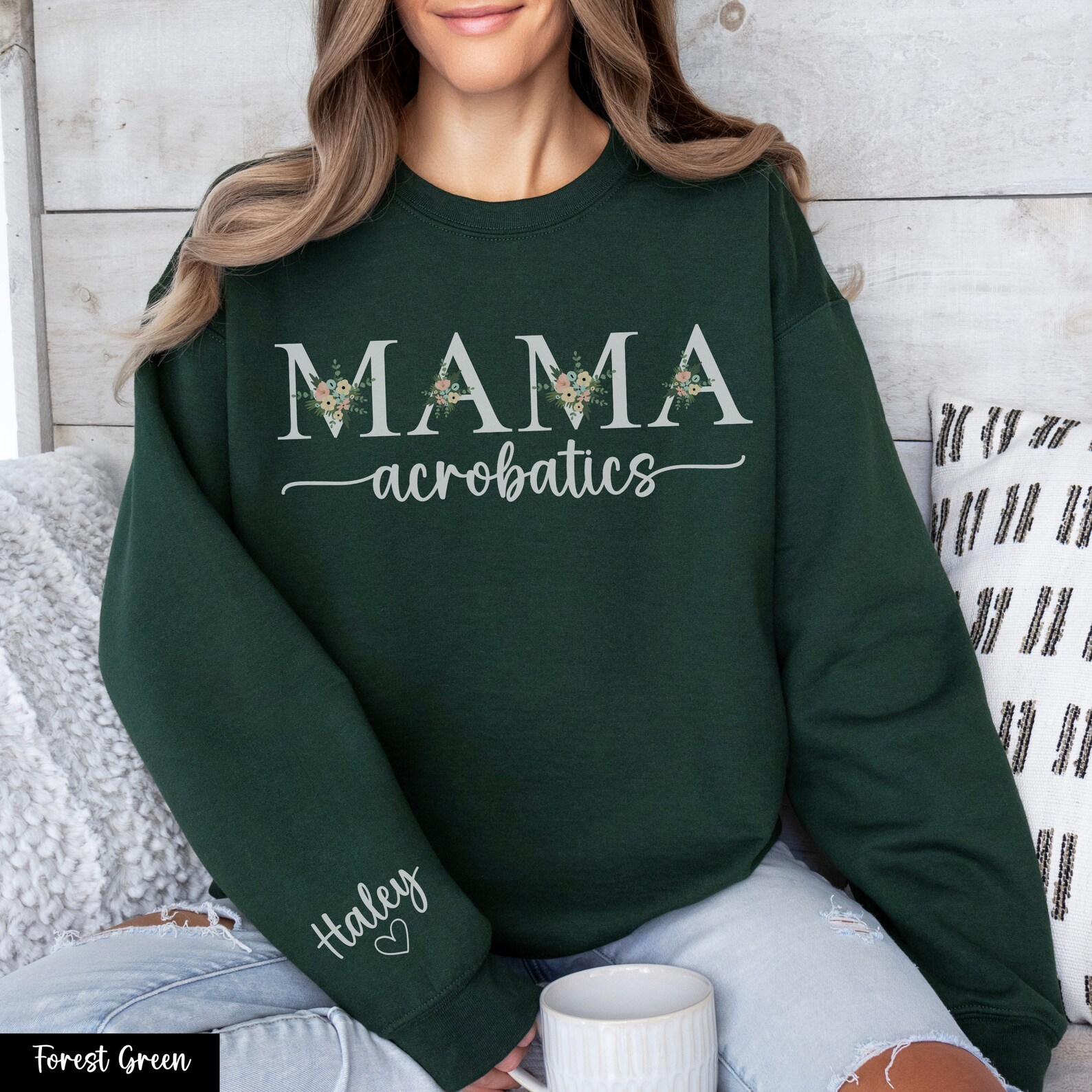 Custom Acro Mom Sweatshirt With Name on Sleeve, Acrobatics Mama ...
