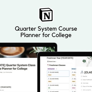 Quarter System Course Schedule Planner Notion Template, Class Planner ...