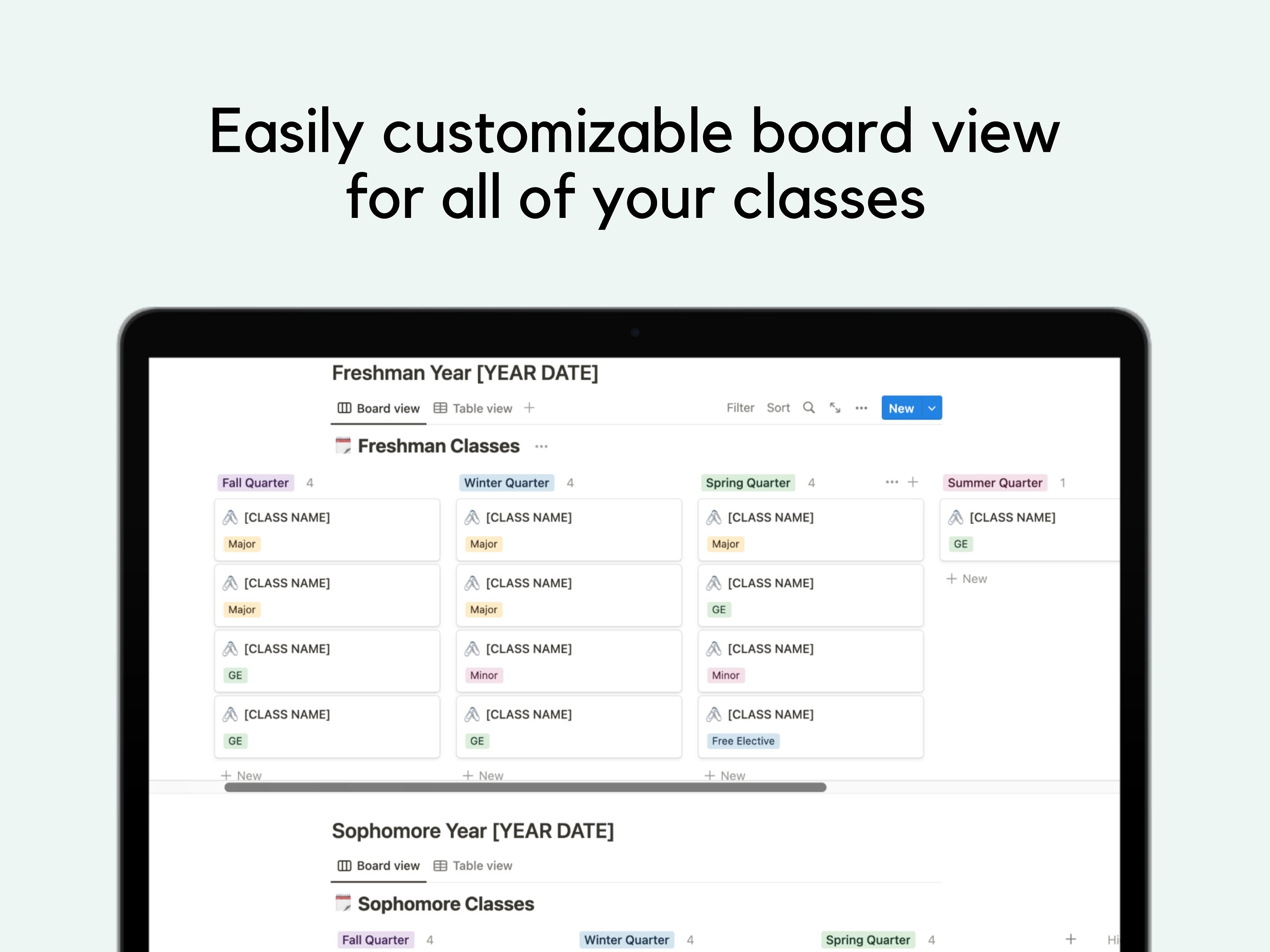 Quarter System Course Schedule Planner Notion Template, Class Planner ...