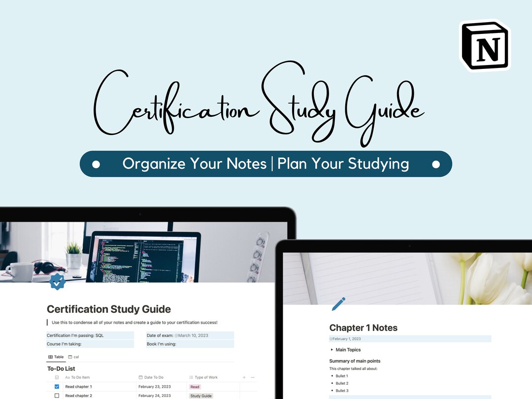 Study Planner Certification Study Guide Notion Template - Etsy