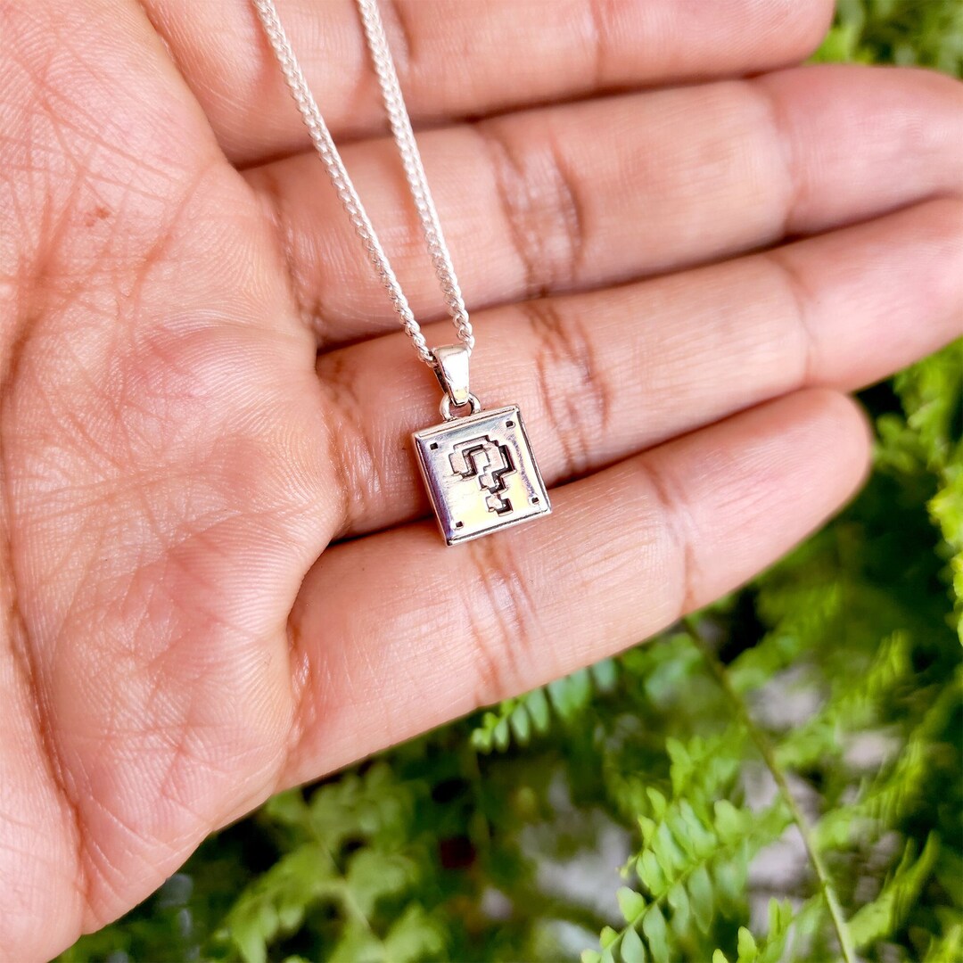Mario Bros Mystery Box Necklace Mystery Box Pendant 8 Bit Jewelry Retro ...