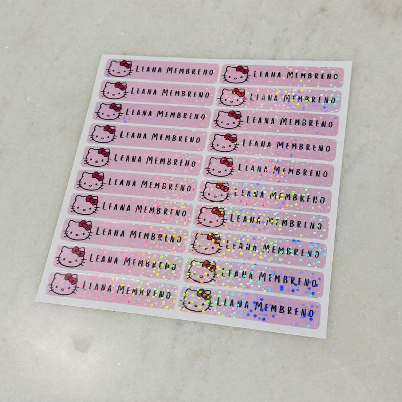 Holographic Waterproof Kitty Name Labels - Etsy