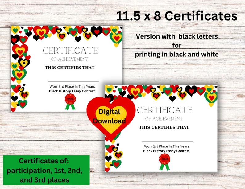 Black History Certificate - Etsy