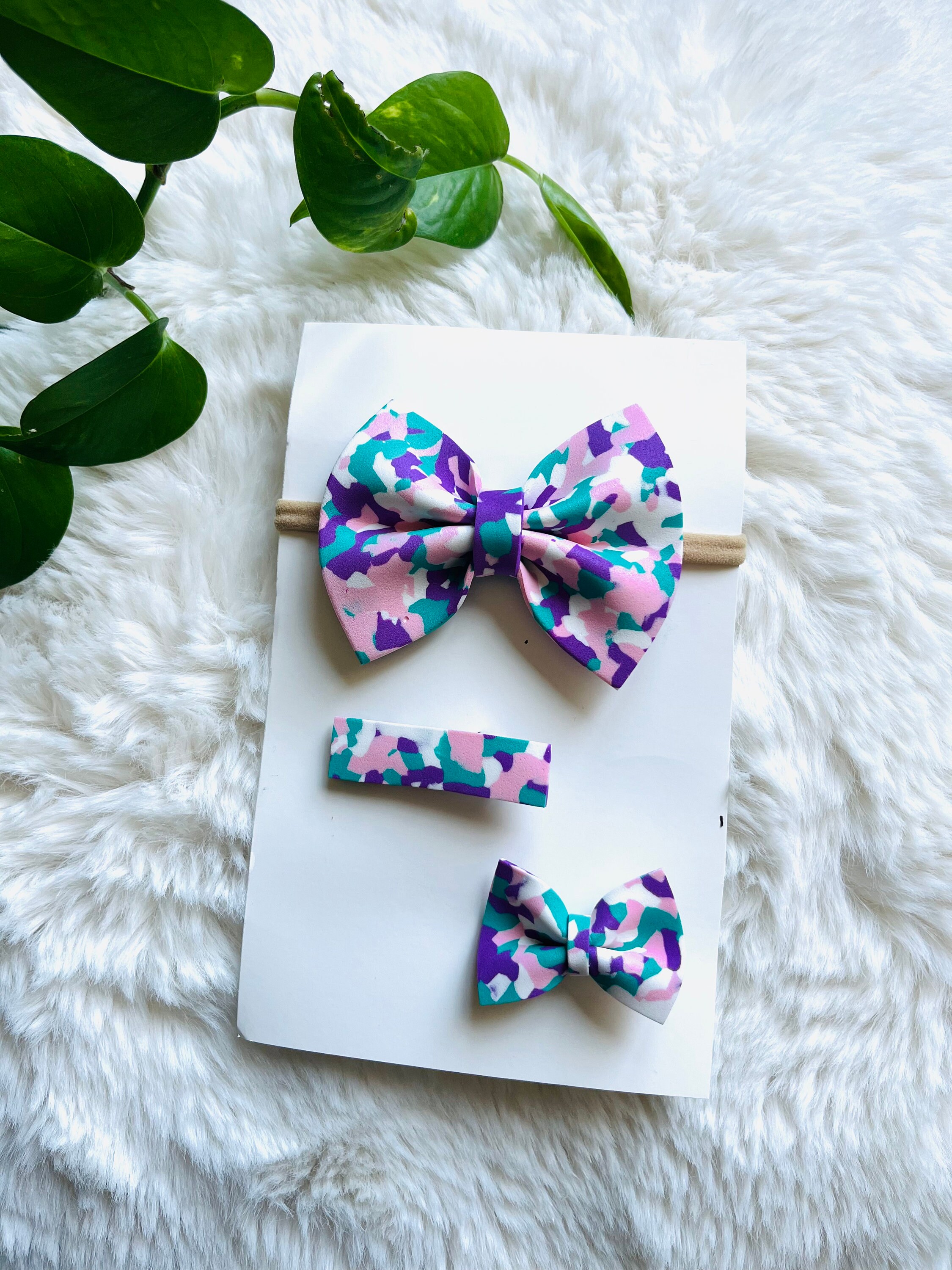 The Set of 3 Baby Girl Bows, Baby Bow Headband, Small Hair Bows ...