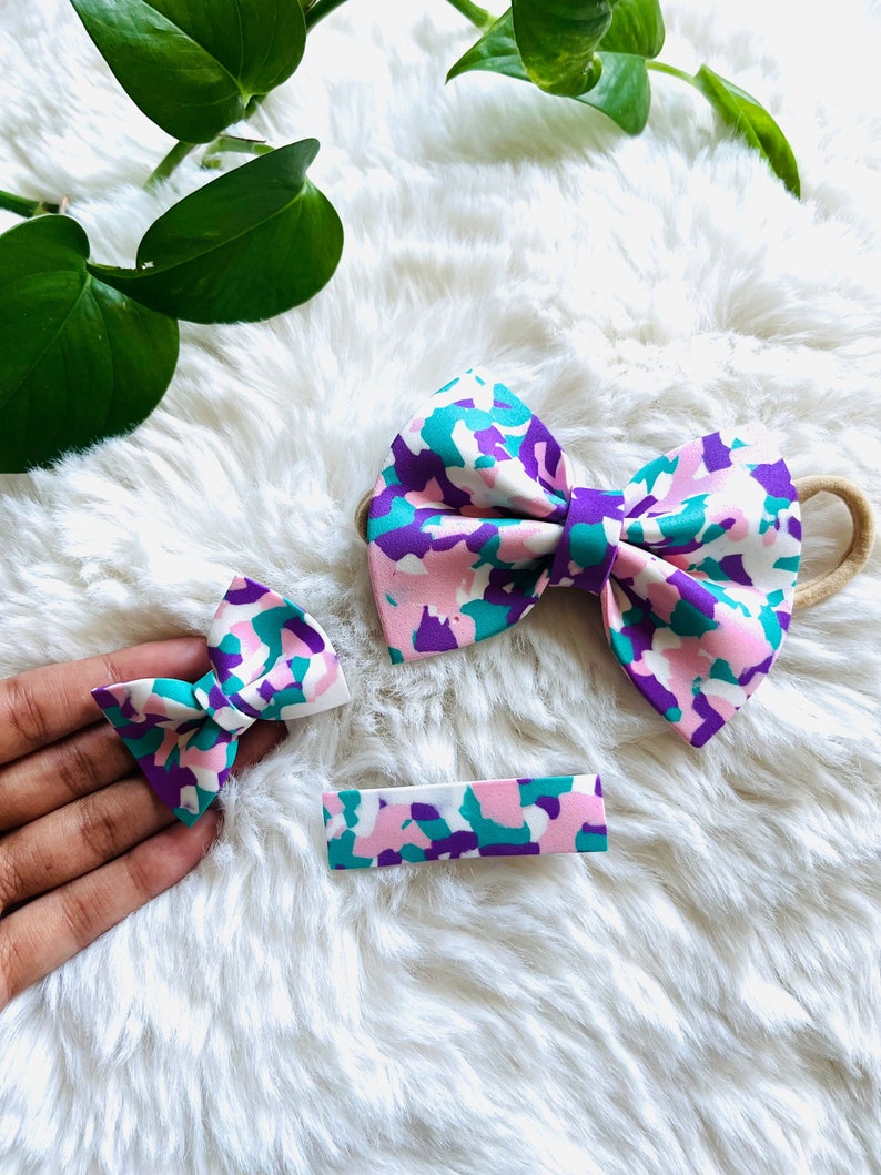 The Set of 3 Baby Girl Bows, Baby Bow Headband, Small Hair Bows ...