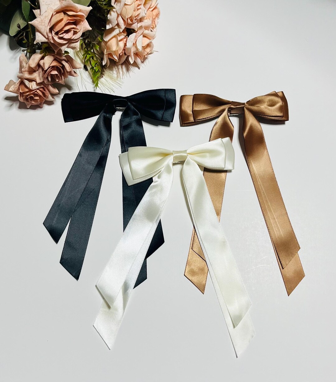 Long Satin Bow, Bows for Women, Satin Bows, Coquette, Barrette, Hair ...