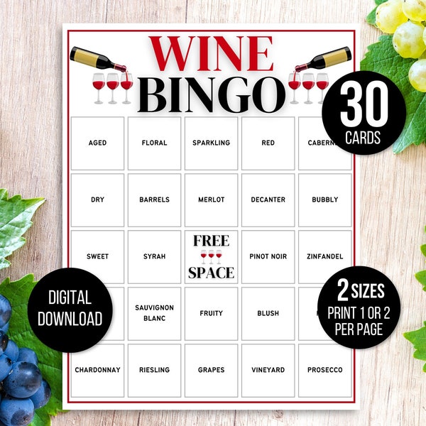 Wine Night Bingo - Etsy