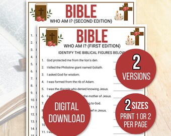 Bible Games, Bible Riddles, Bible Who Am I Riddles, Sunday School Games ...