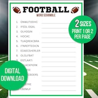 Football Word Scramble, Printable Football Word Scramble, Football ...
