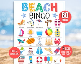 Beach Bingo, Summer Beach Bingo Game, Beach Activity, Fun in the Sun ...