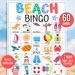 Beach Bingo, 60 Beach Bingo Cards, Summer Bingo, Fun in the Sun Bingo ...