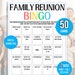 Family Reunion Bingo, Find Someone Who Bingo, Find the Relative Bingo ...
