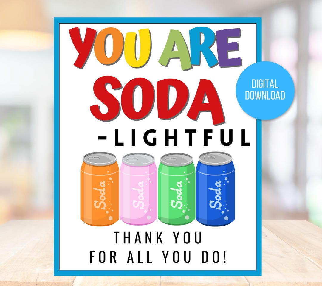 Soda Appreciation Sign, Soda Sign, Appreciation Week Printable Sign ...
