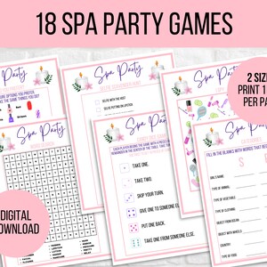 Spa Party Games Printable Spa Party Activities Girls Spa - Etsy