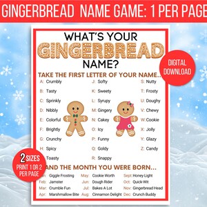 What's Your Gingerbread Name, Gingerbread Name Game, Gingerbread Games ...