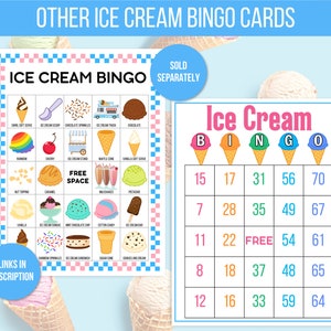 Ice Cream Bingo, 30 Printable Ice Cream Bingo Cards, Ice Cream Birthday ...