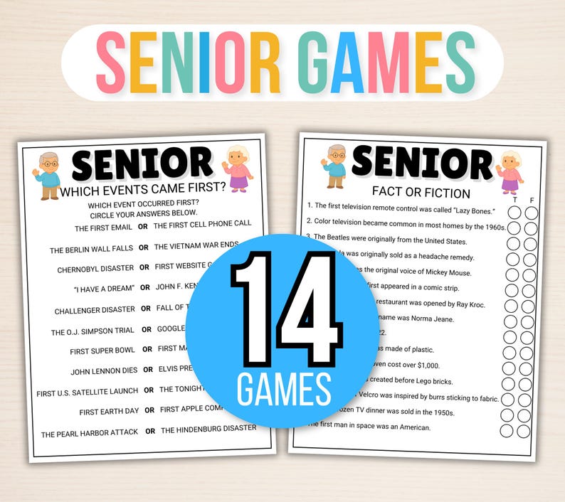 Senior Games Bundle, Senior Party Games, Senior Riddles, Brain Games ...