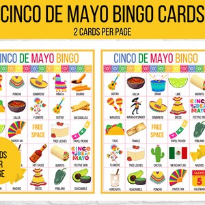 Cinco De Mayo Bingo 30 Printable Cinco De Mayo Bingo Cards - Etsy