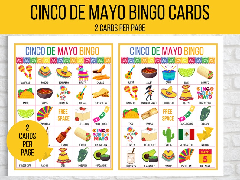 Cinco De Mayo Bingo 30 Printable Cinco De Mayo Bingo Cards - Etsy