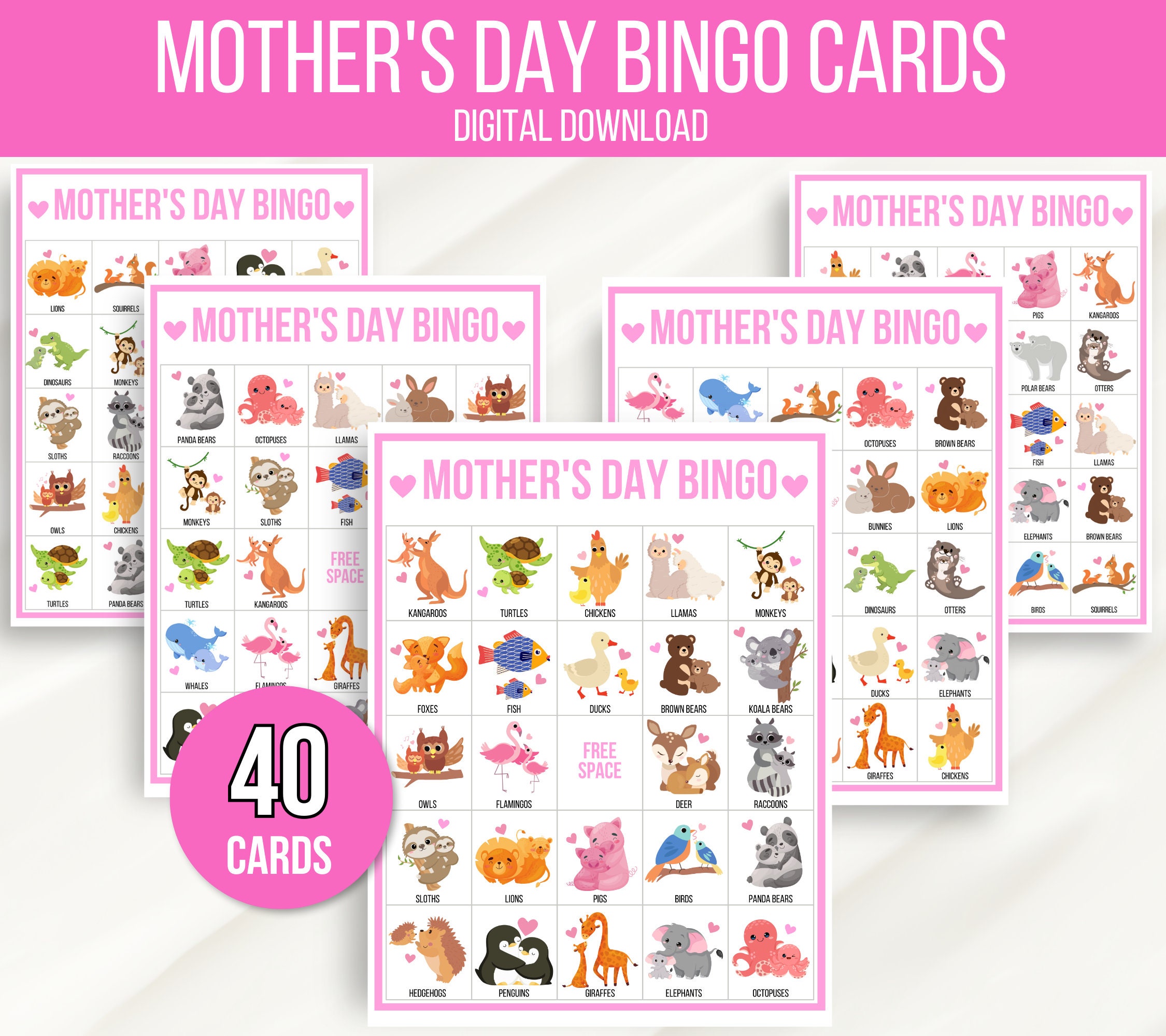 Printable Mother's Day Bingo, 40 Mother's Day Bingo Cards, Mother's Day ...
