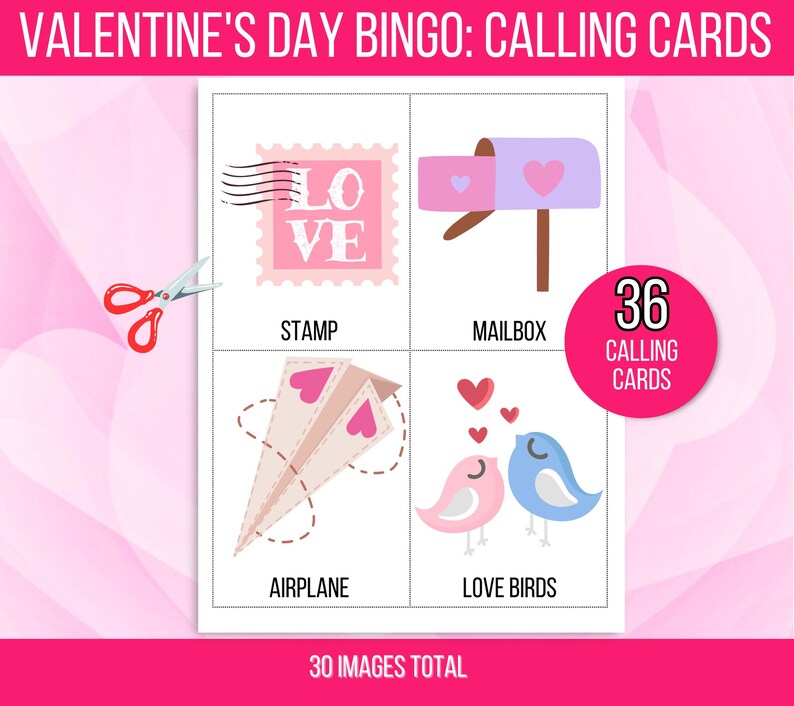 Valentine's Day Bingo, 30 Valentine's Day Bingo Cards, Valentine's Day ...